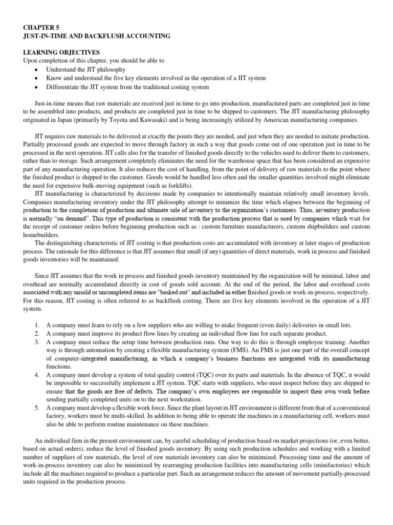 CHAPTER 5 | PDF | Lean Manufacturing | Inventory