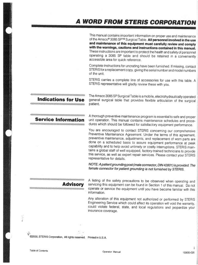 Amsco 3085 Surgical Table | PDF
