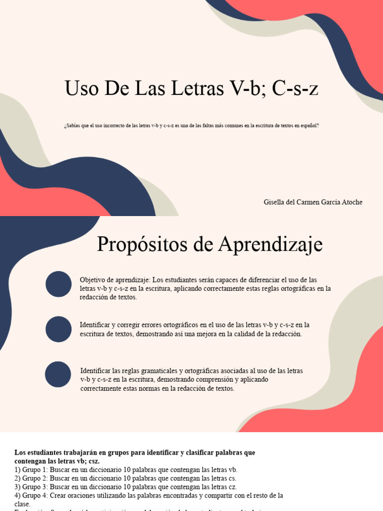 Uso de Las Letras V-B C-S-Z - PPT | PDF | Comunicación | Ortografía