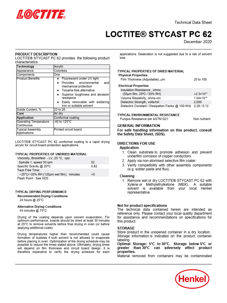 LOCTITE STYCAST PC 62 en - GL | PDF | Printed Circuit Board ...