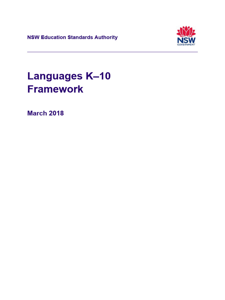 Languages K 10 Framework 2017 | PDF | English As A Second Or Foreign ...