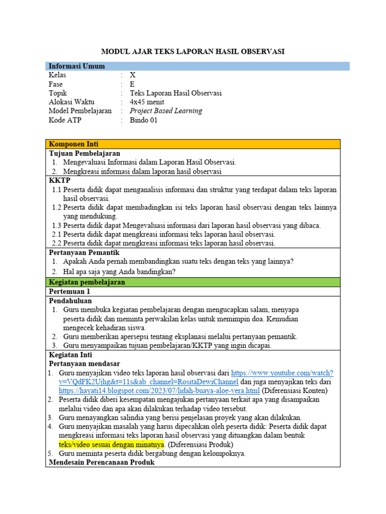 Modul Ajar Teks LHO | PDF | Seni