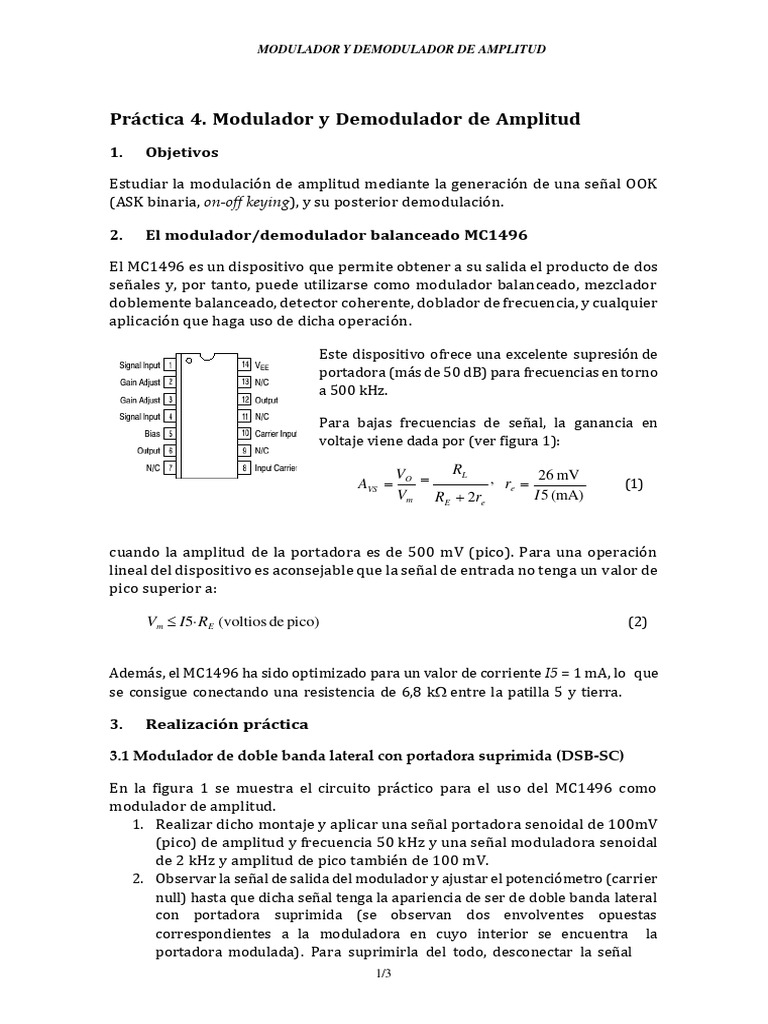 Modulador y Demodulador de Amplitud | PDF | Modulación | Amplitud