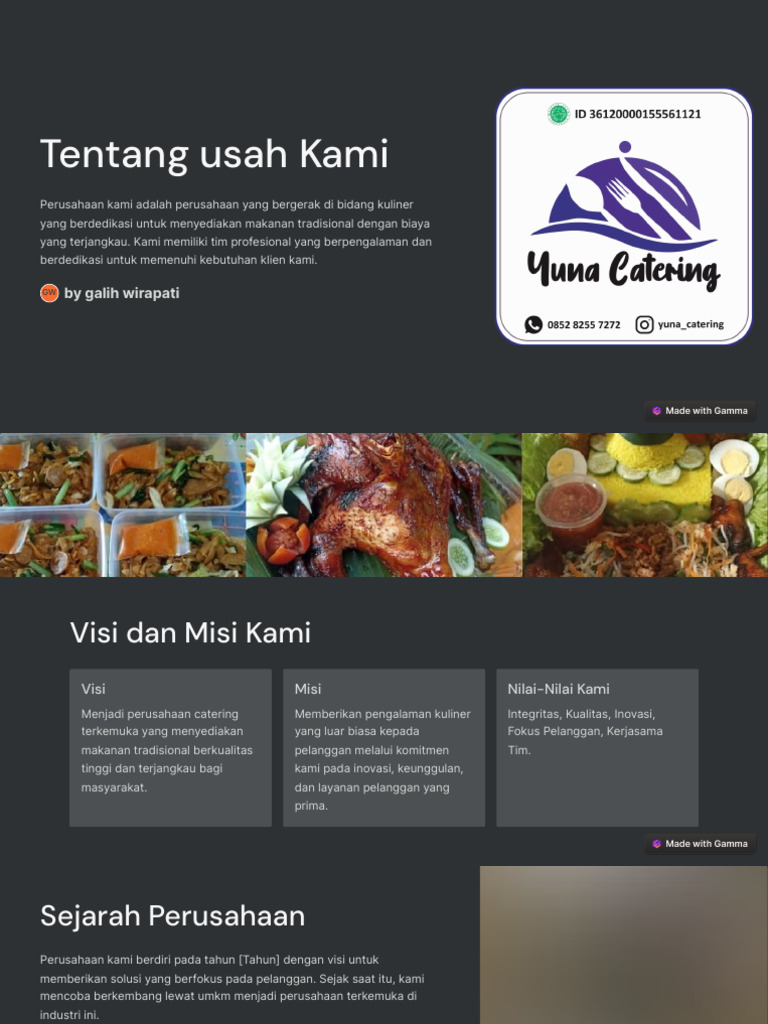 Profil Perusahaan Catering Tradisional | PDF