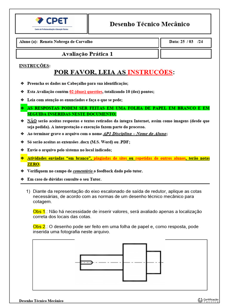 AP1 Desenho Técnico (Atividade) | PDF | Computadores