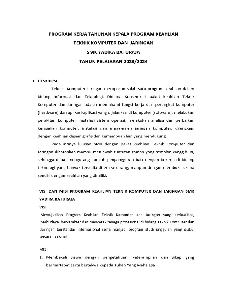 Program Kerja Kajur New | PDF