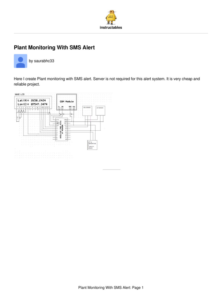 SMS Plant Monitoring System Guide | PDF | Humidity | Sensor