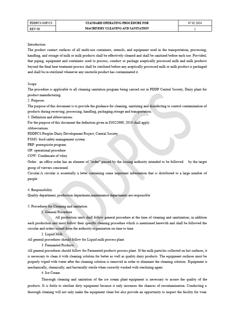 Cleaning and Sanitizing Procedure | PDF | Disinfectant