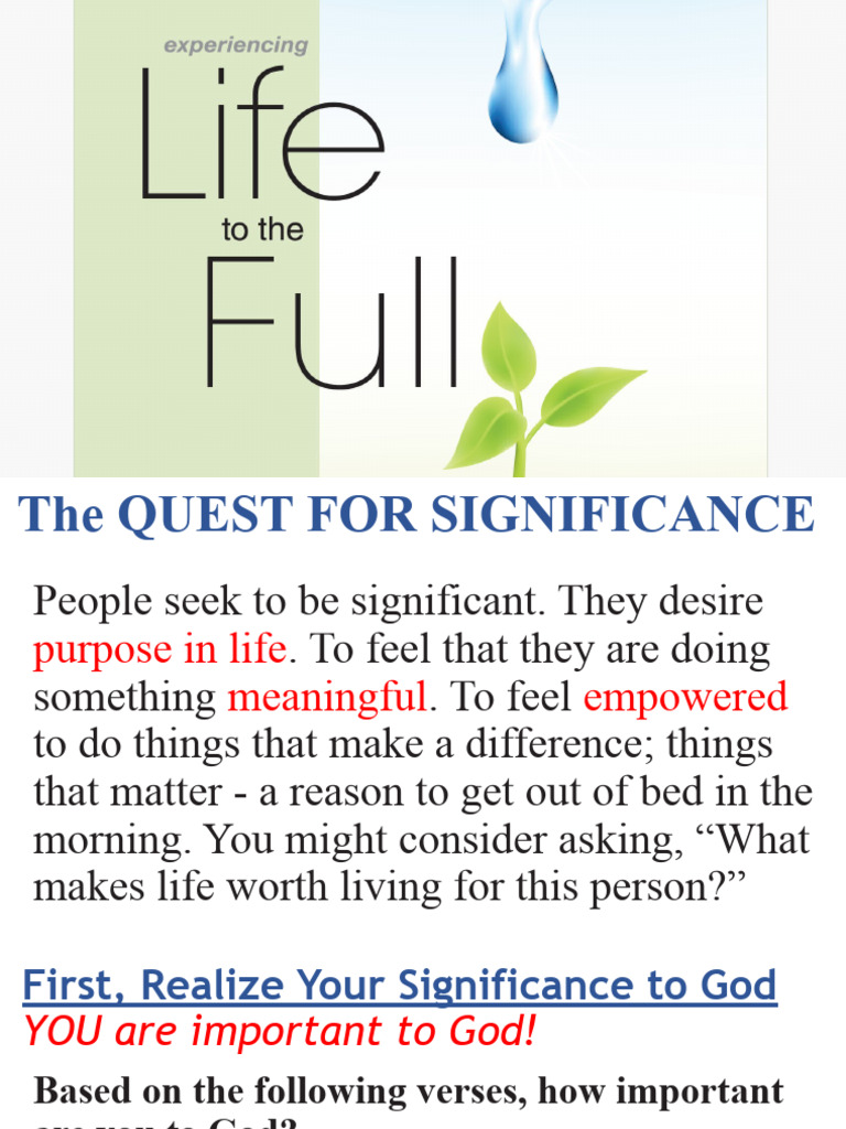 Quest For Significance | PDF | Disciple (Christianity) | Jesus