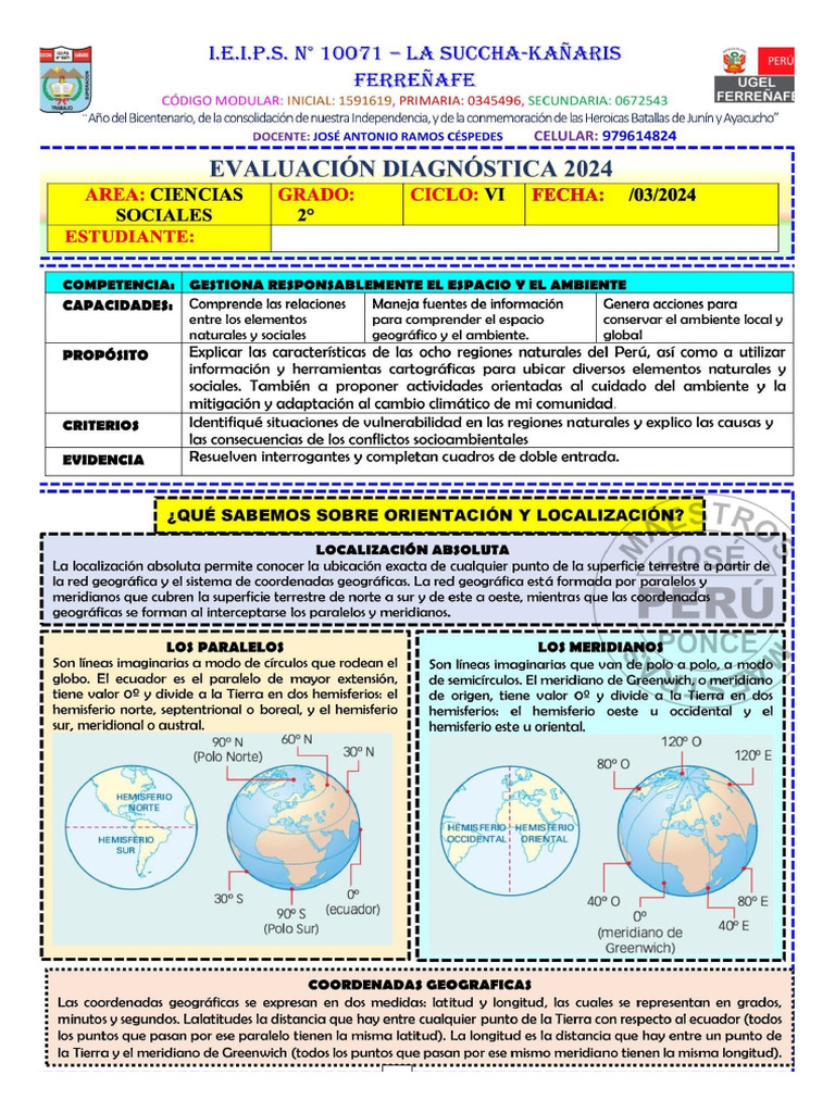 Eval. Diag. 2° CCSS 2024 - Ii | PDF