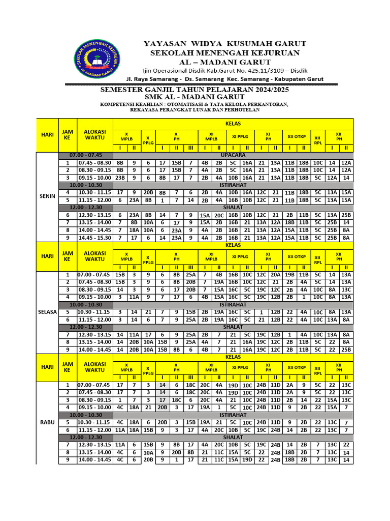 JADWAL IKM 2024-2025 7 45 MNT | PDF