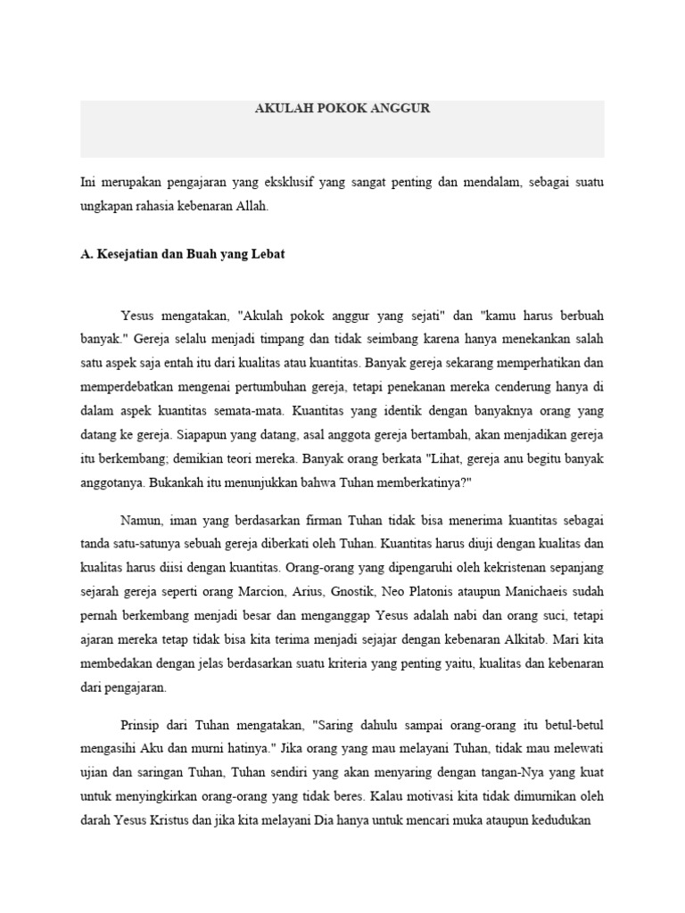 Arti Pokok Anggur dalam Alkitab | PDF | Filsafat