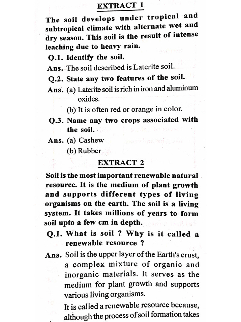 Soil Resources Extract Based Questions | PDF