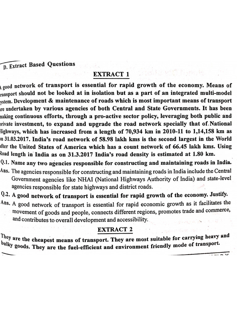 Transport Extra Based Questions | PDF