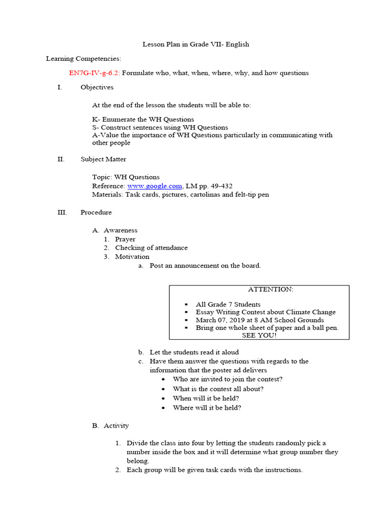 For Demo Teaching | PDF | Question | Behavior Modification