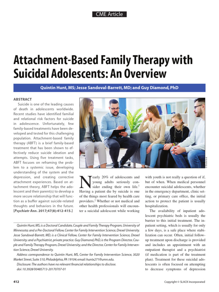 18 Attachment-Based Family Therapy With | PDF | Attachment Theory ...
