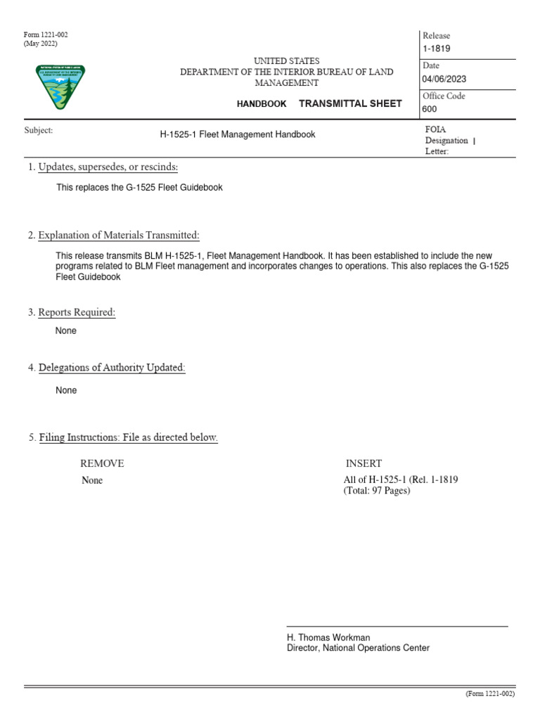 BLM Fleet Management Handbook Update | PDF | General Services ...