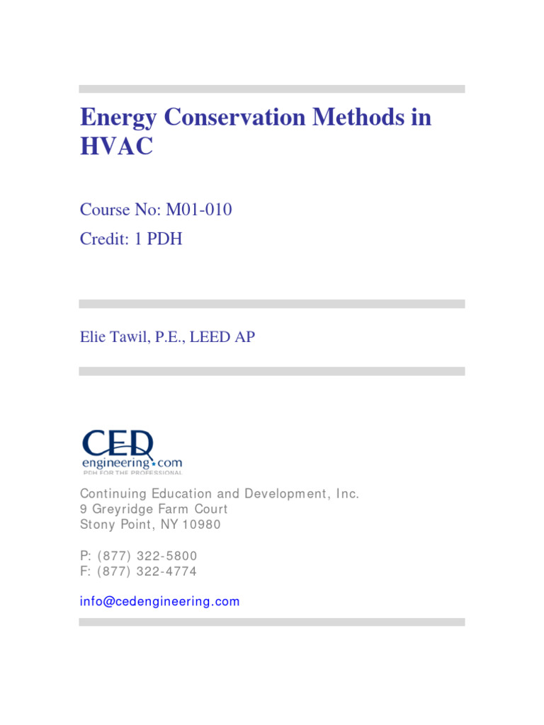 Energy Conservation Methods in HVAC | PDF | Thermostat | Heat Exchanger