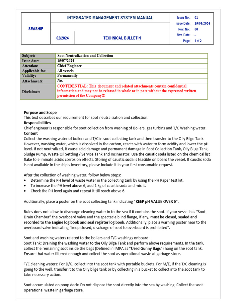 Soot Neutralization Procedures for Vessels | PDF | Corrosion | Sodium ...