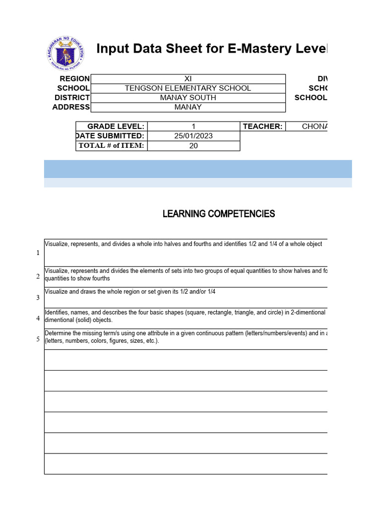 MATH TOS | PDF | Shape | Learning