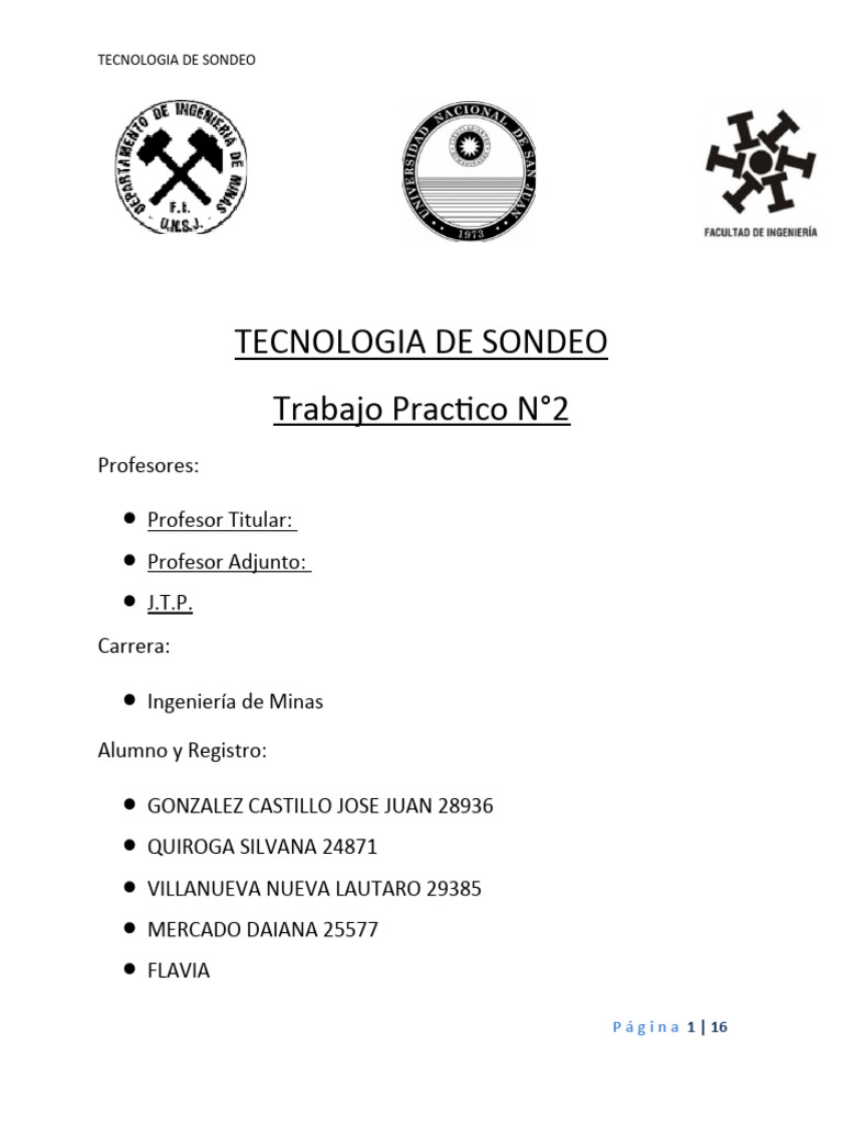 TP N°2 DE SONDEO 2 (Autoguardado) (1) | PDF | Perforación