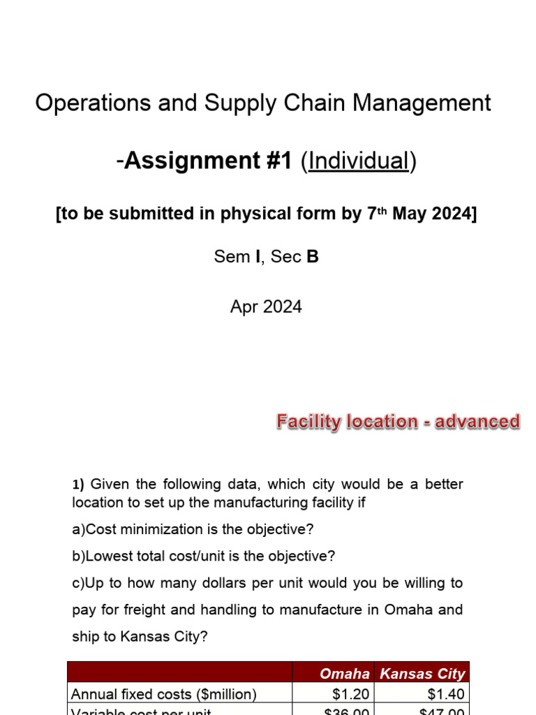 Sem I - Sec B - OSCM Problems Assignment - Individual | PDF | Standard Deviation | Mean
