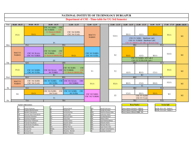 CSE 3rd - Sem - Time Table 2024-25 | PDF