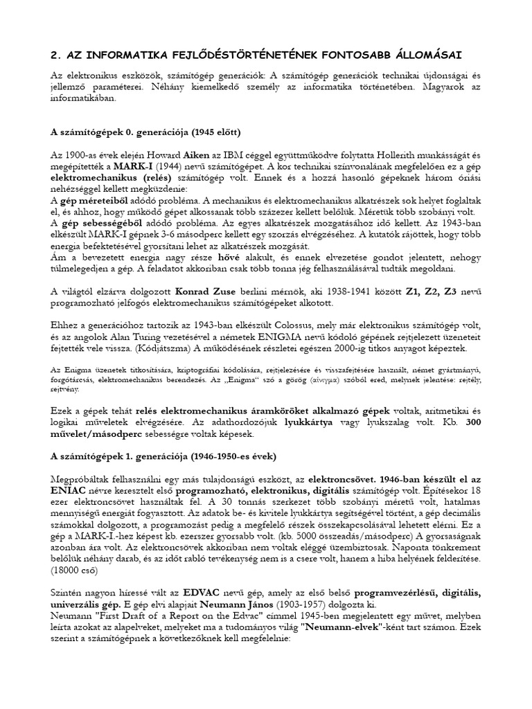 Informatika Érettségi 2. Tétel | PDF