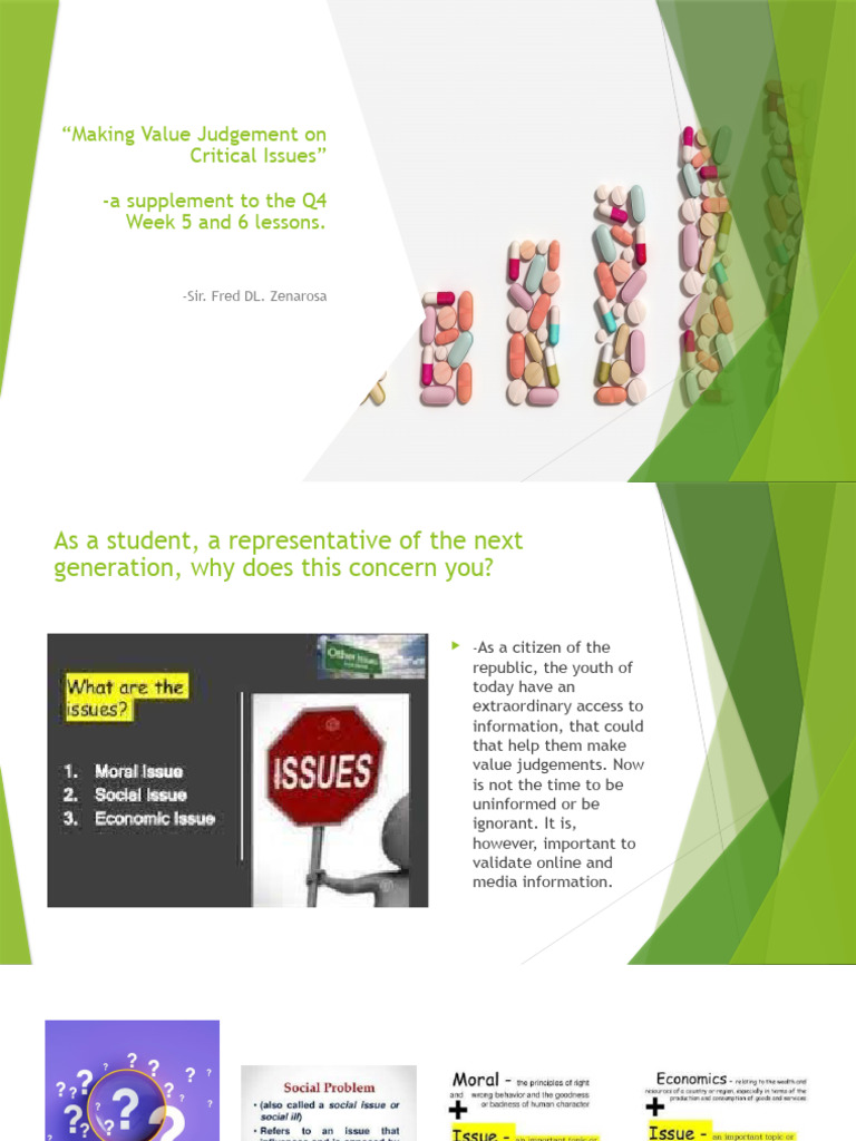 Making Value Judgement On Critical Issues Supplement PDF Human
