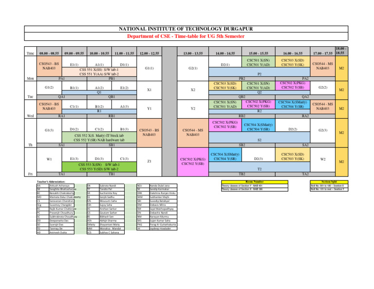 CSE 5th - Sem - Time Table 2024-25 | PDF