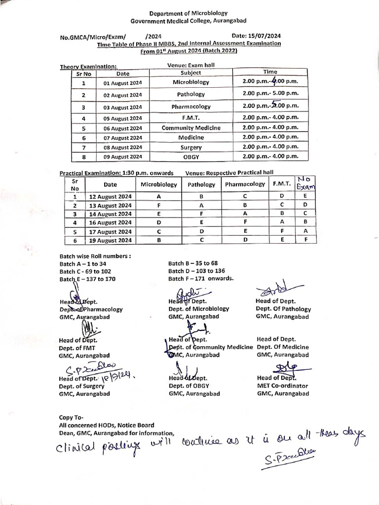 Second Term Exam Time Table From 1st August | PDF