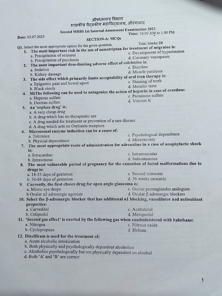 2nd Year Internal Papers 2021-1 | PDF | Anemia | Prostate