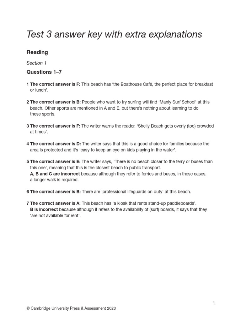 IELTS 18 General Training Test 3 Reading Extended Answer Key | PDF ...