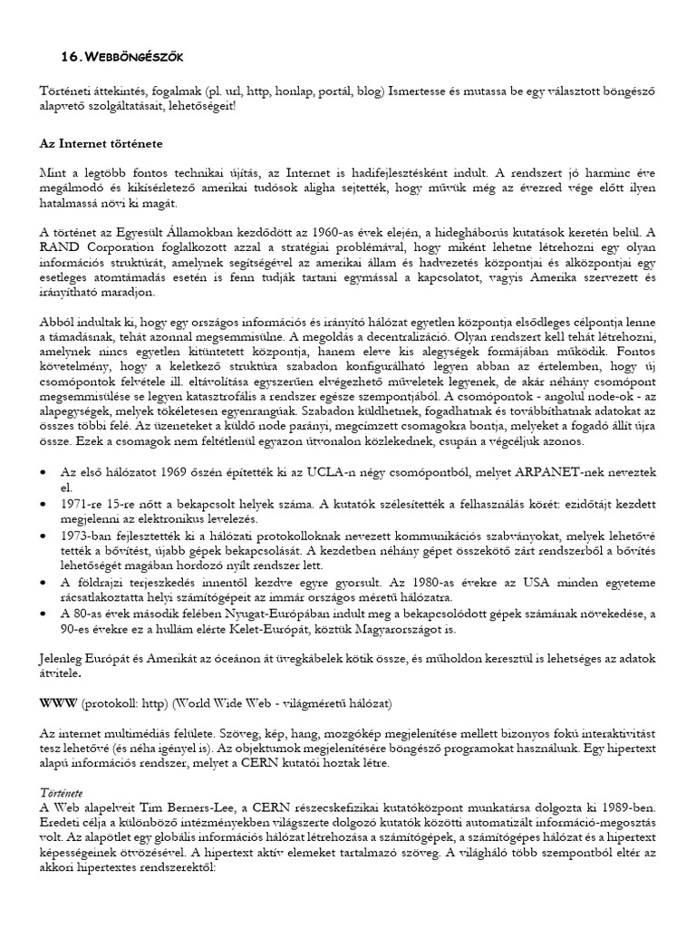 Informatika Érettségi 16. Tétel | PDF