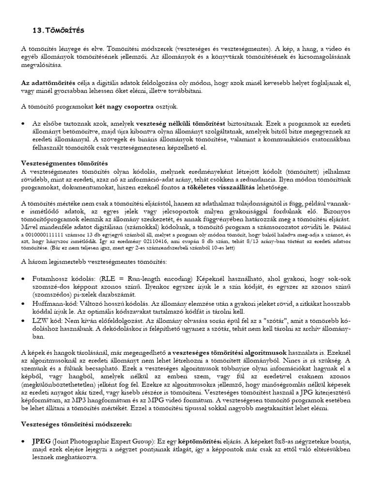Informatika Érettségi 13. Tétel | PDF