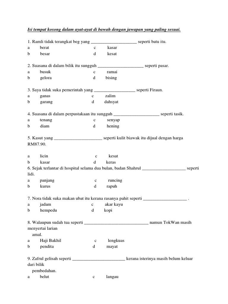 Soalan Perbandingan Semacam Tingkatan 3 | PDF