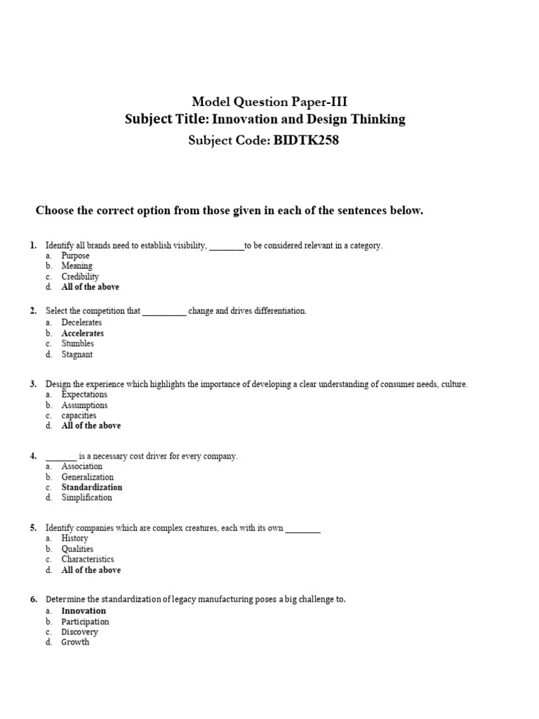 IDT-MODEL-QP-pdf | PDF | Design Thinking | Creativity