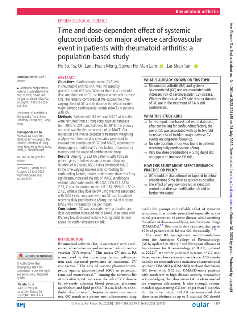 Time and Dose-Dependent Effect of Systemic Glucocorticoids - Full On Major Adverse ...