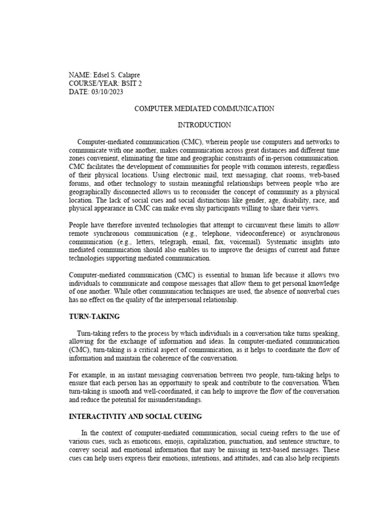 Turn Taking | PDF | Computer Mediated Communication | Communication