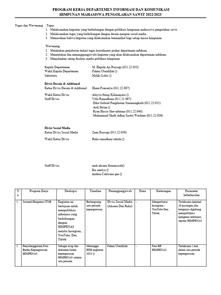 Proker Infokom 2023 - 2024 - 070219 | PDF