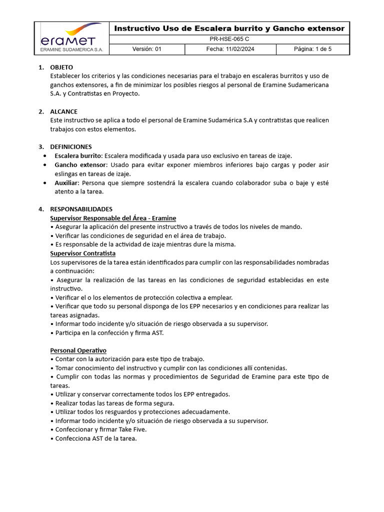Instructivo Uso de Escalera Burrito y Gancho Extensor. | PDF | Escalera | Camión