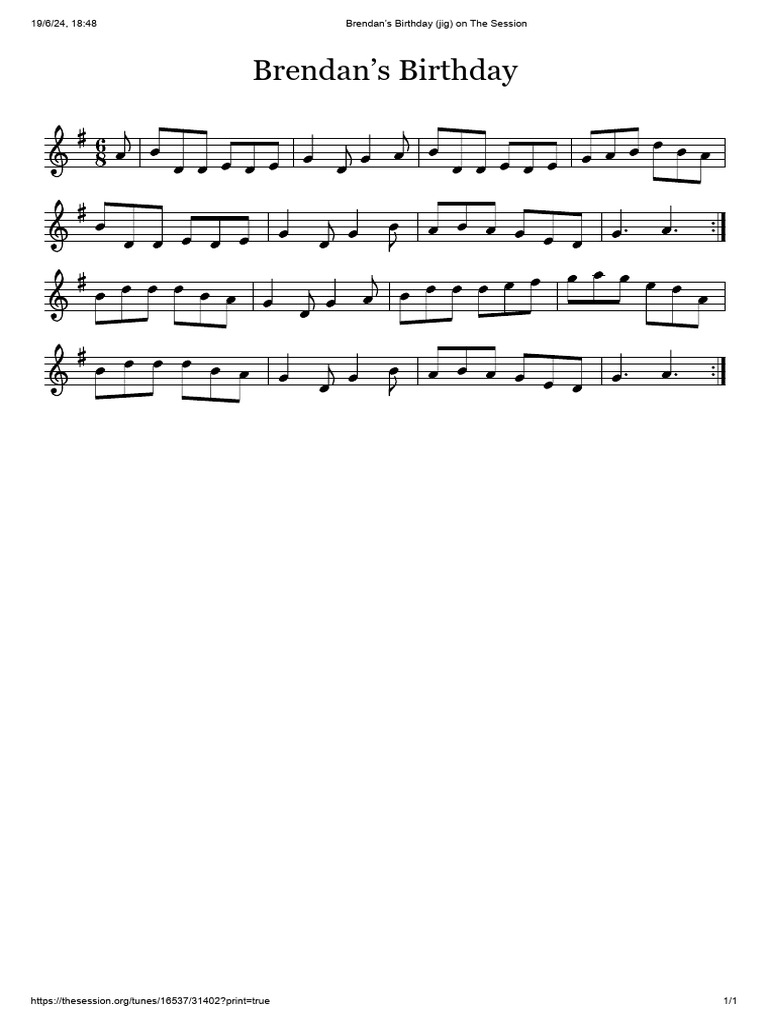 Brendan's Birthday (Jig) | PDF