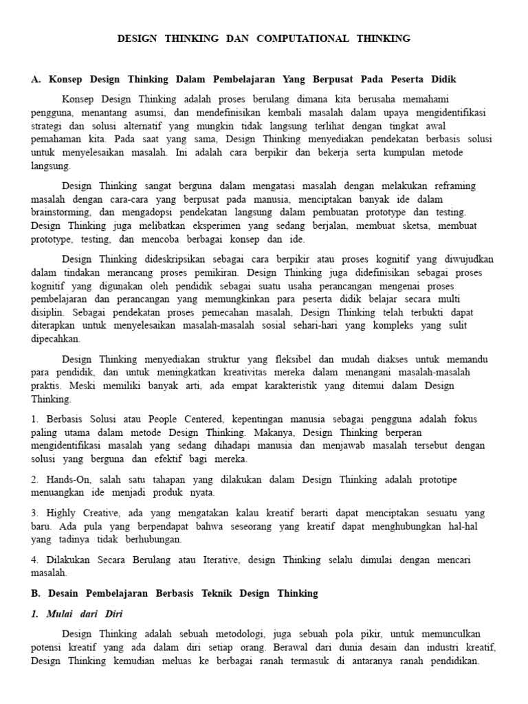 Design Thinking Dan Computational Thinking. KB 4 | PDF