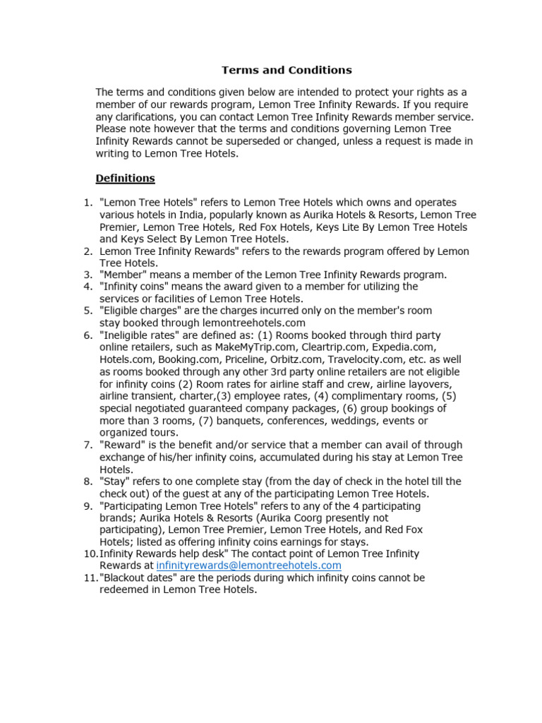 Infinity Rewards Program and TandC | PDF | Expense | Currency