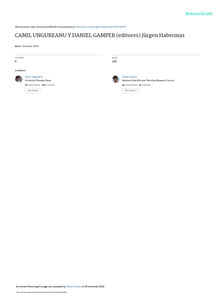 Camil Ungureanu-Daniel Gamper (Eds.) . - JurgenHabermas, PDF | PDF | Jürgen Habermas | La teoría ...