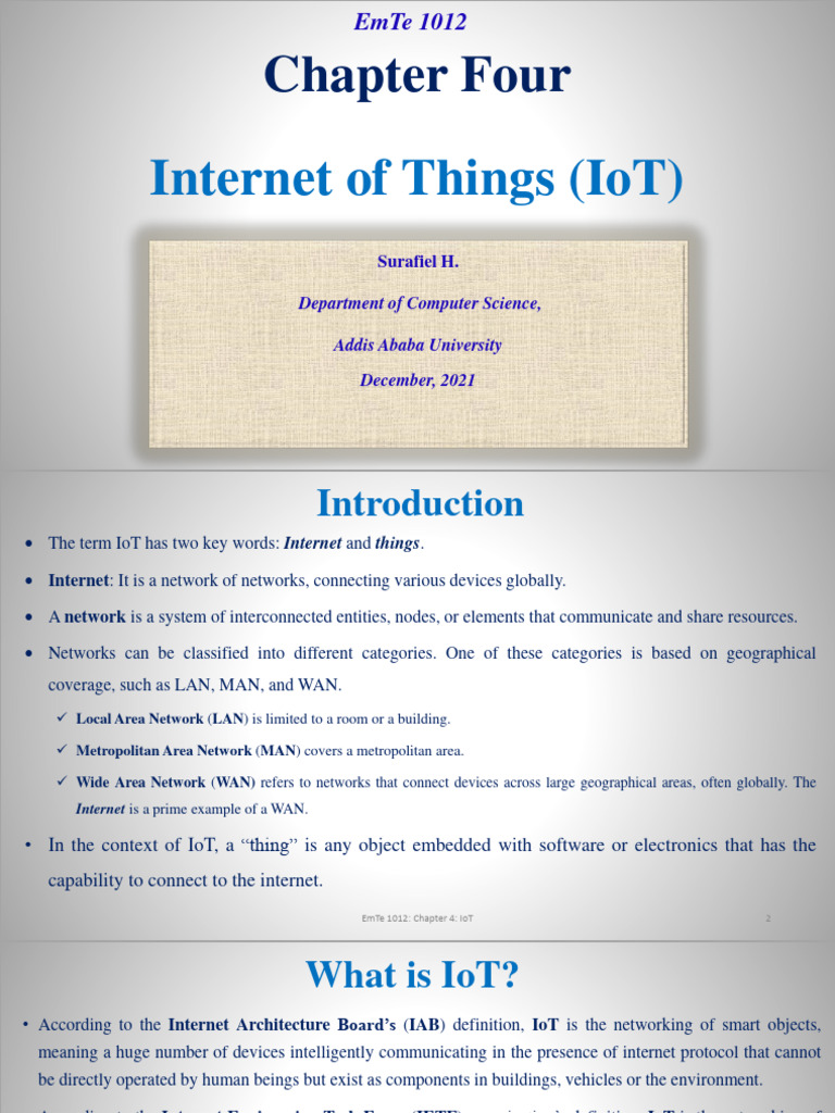 Chapter 4 - Internet of Things | PDF | Internet Of Things | Computer Network