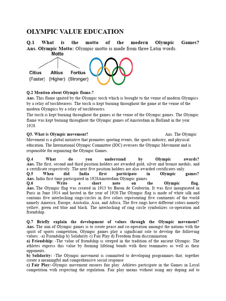 Olympics Notes | PDF | Olympic Games | Paralympic Games