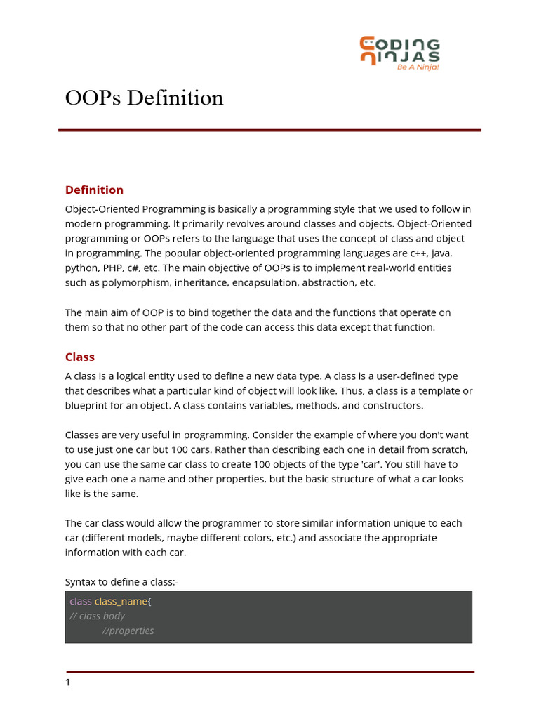 Oops In C Pdf Class Computer Programming Object Oriented Programming 6815