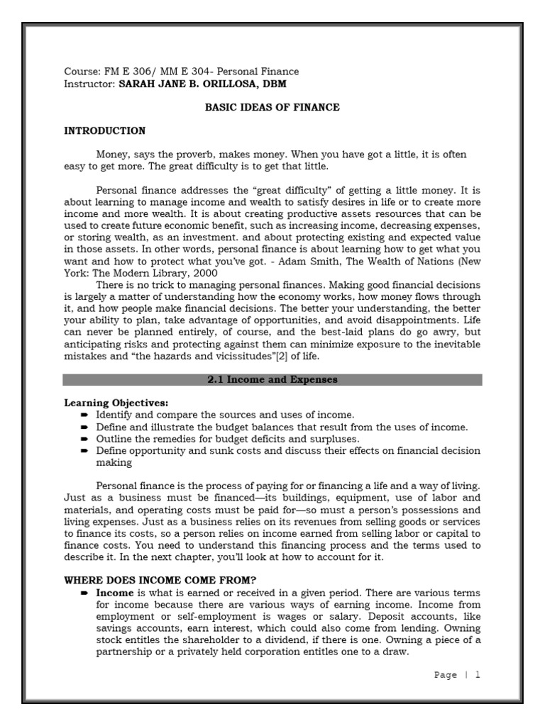 Understanding Personal Finance Basics | PDF | Stocks | Financial Markets