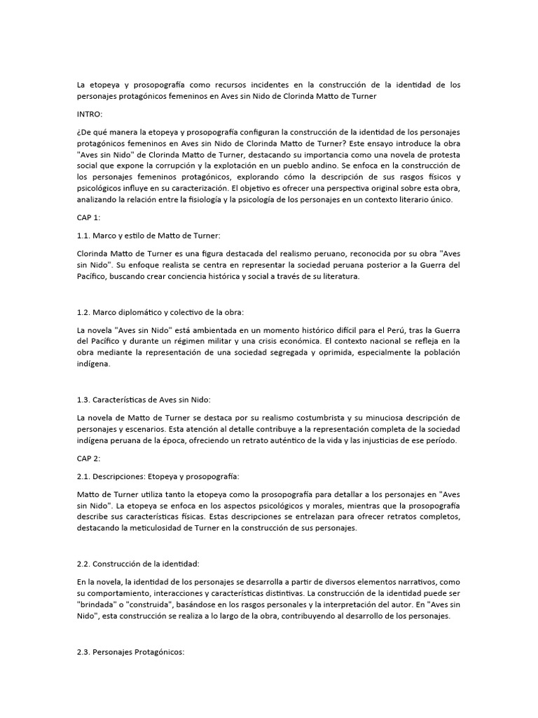 La Etopeya y Prosopografía Como Recursos Incidentes en La Construcción ... La Etopeya y Prosopografía Como Recursos Incidentes en La Construcción ...